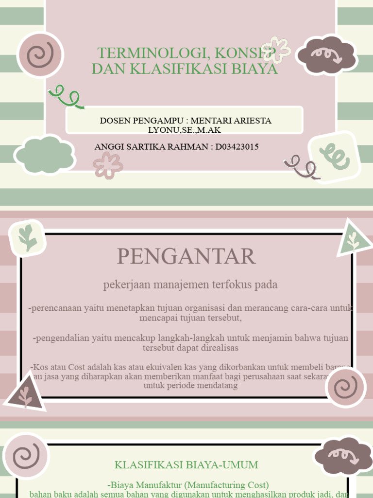 Klasifikasi dan Terminologi Biaya Manajemen | PDF