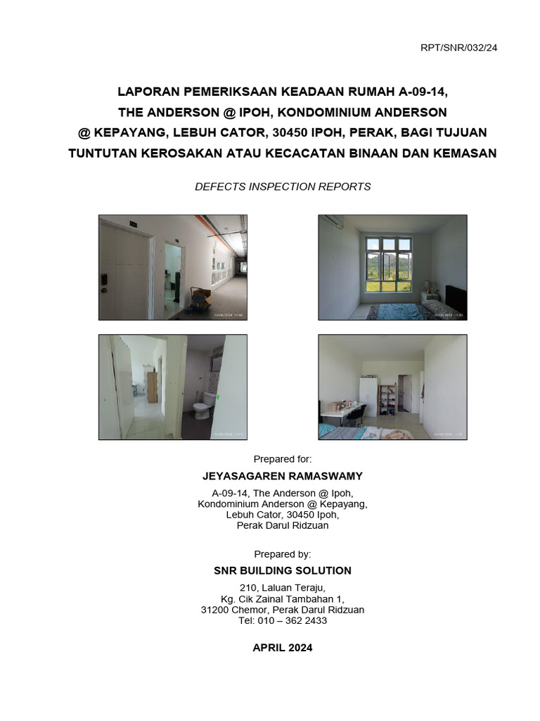 Defect Inspection Report of House No.A-09-14, Anderson Condominium ...