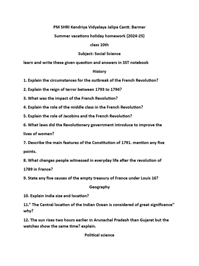 Summer HW 9 S ST | PDF