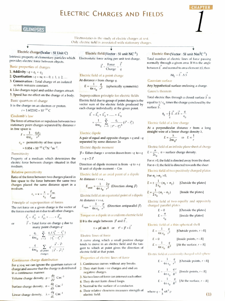 Summary and Formula of XII Physics | PDF | Electric Field | Electric Charge