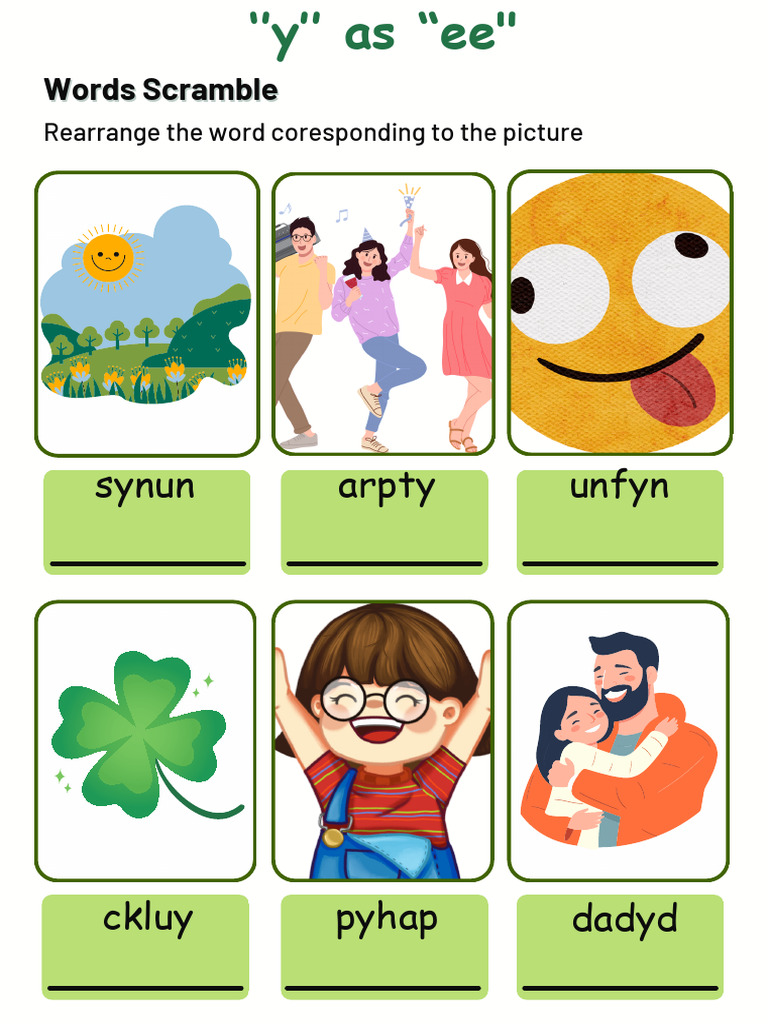 Synun Arpty Unfyn: Words Scramble | PDF | Language Arts & Discipline