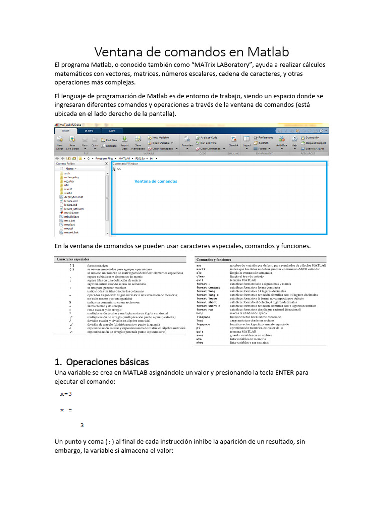 Ventana de Comandos en Matlab | PDF