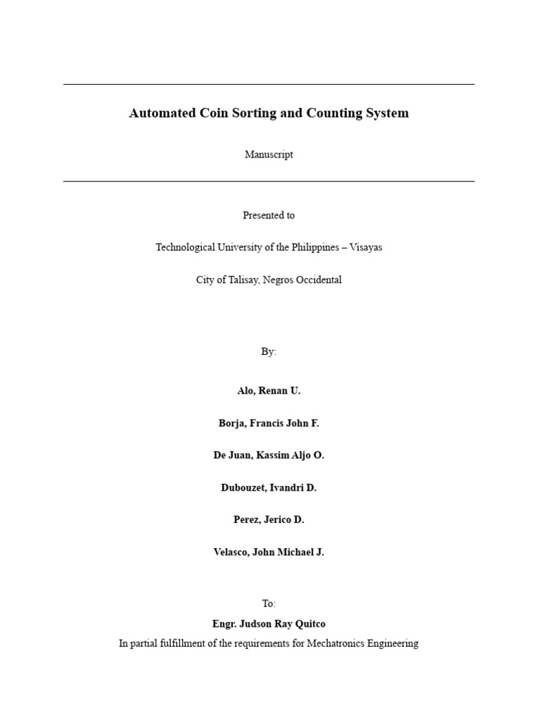 Automated Coin Sorting and Counting Syste1 | PDF | Automation ...