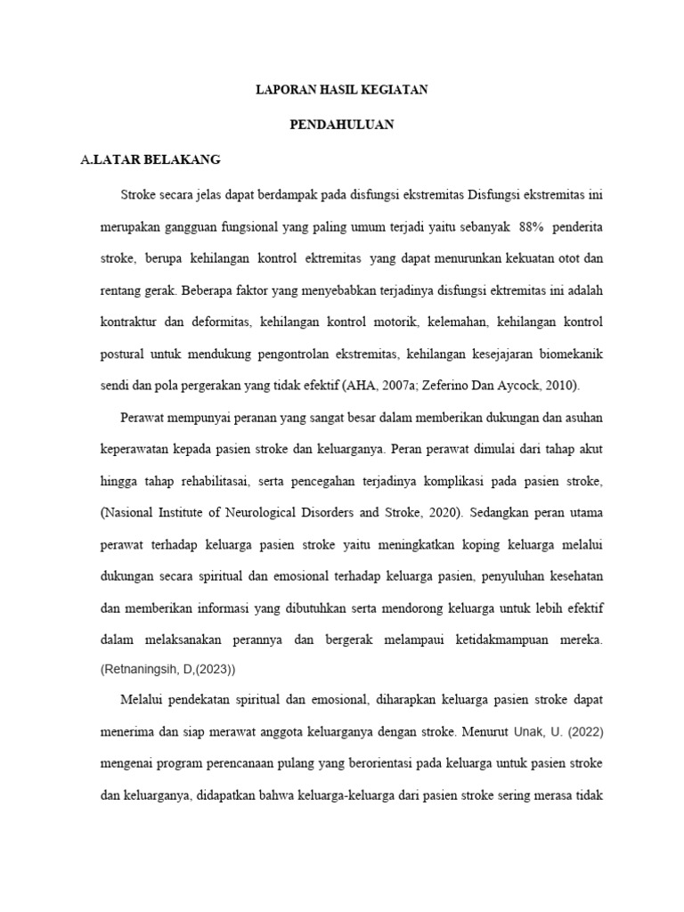 Laporan Hasil Kegiatan Seft Stroke | PDF