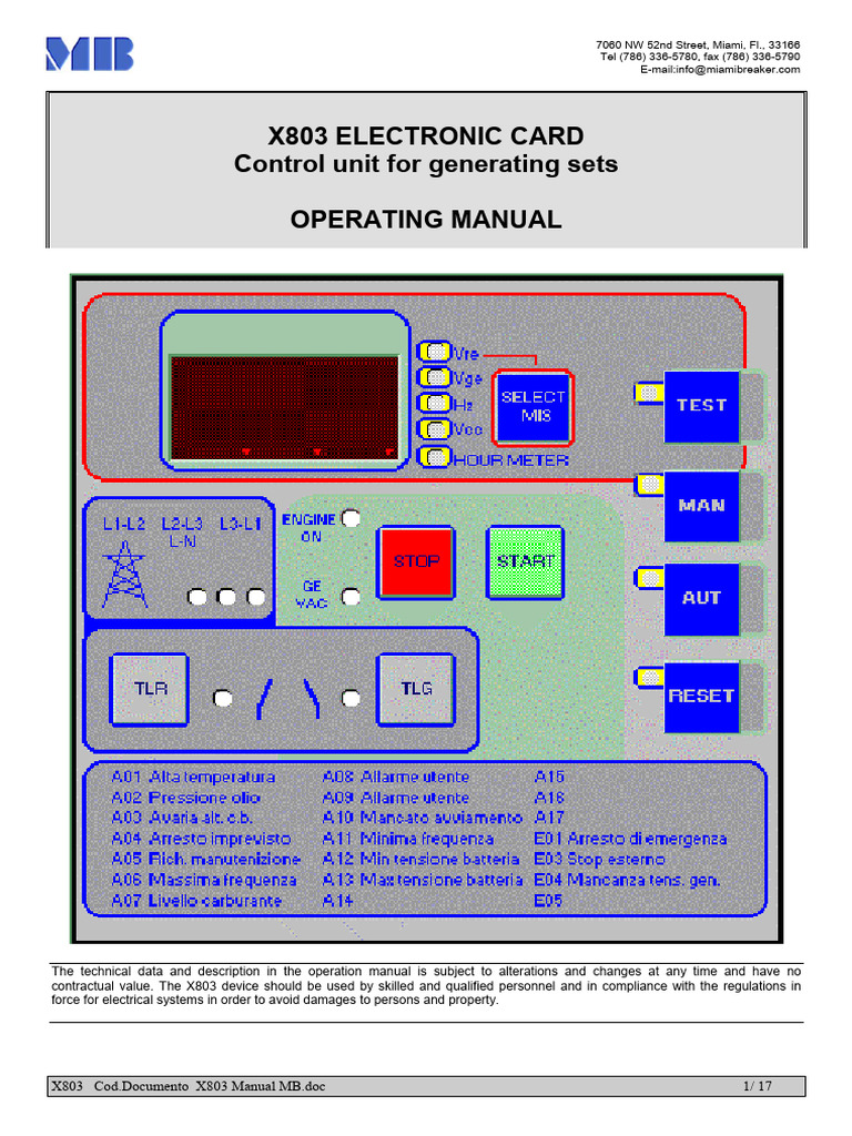 X803 Electronic Card Operating Manual | PDF | Battery Charger | Relay