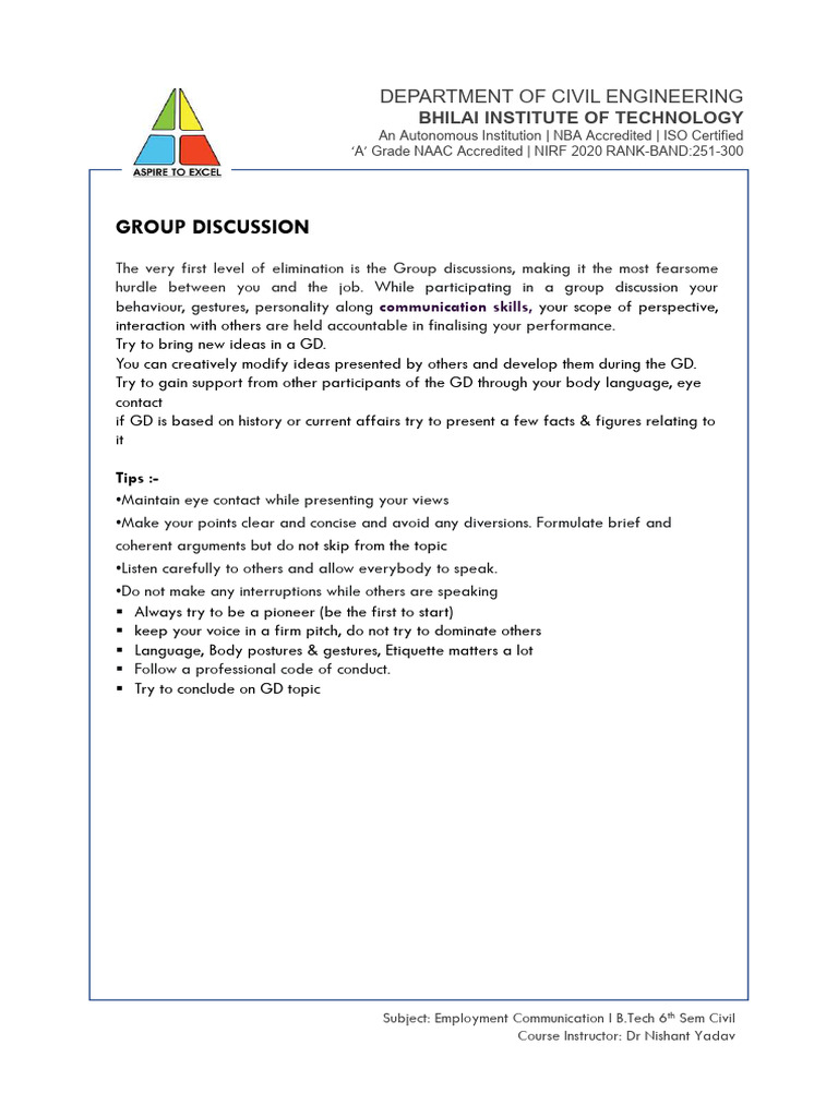 Unit 4 Group Discussion | PDF | Body Language | Communication