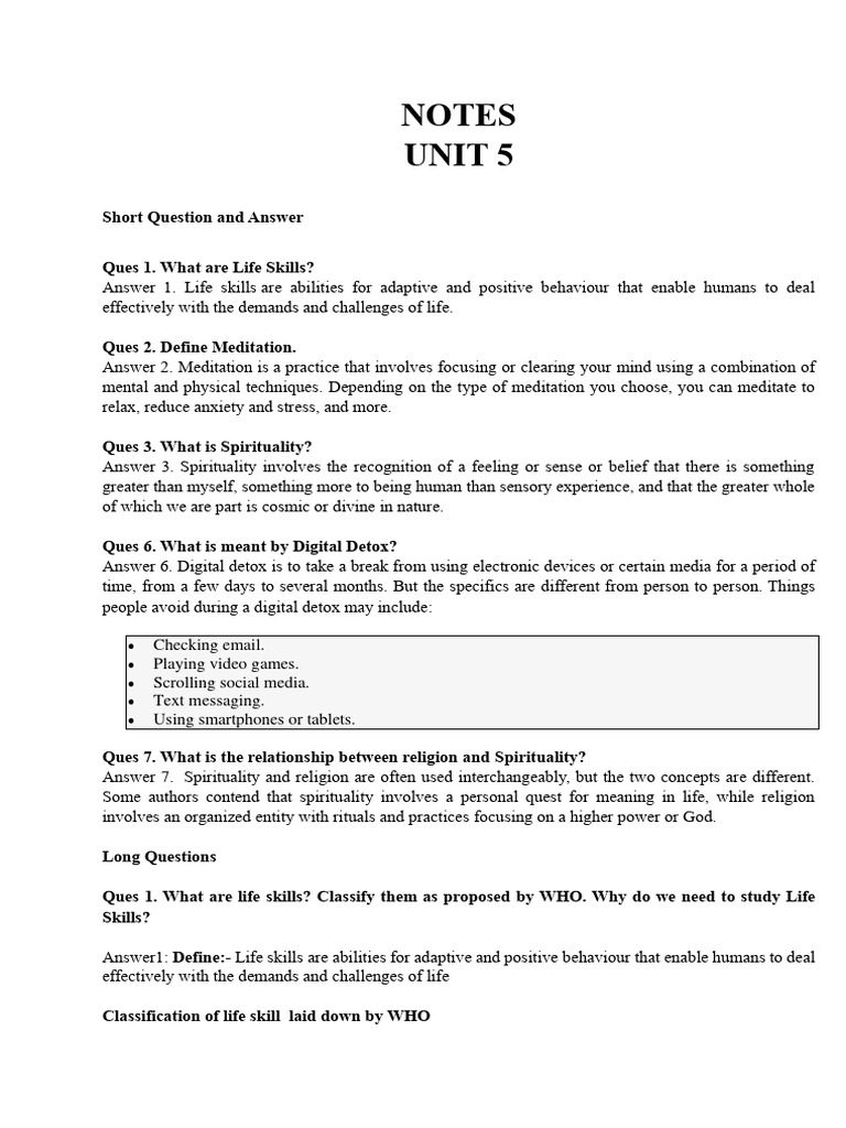 Unit 5 Notes | PDF | Meditation | Spirituality