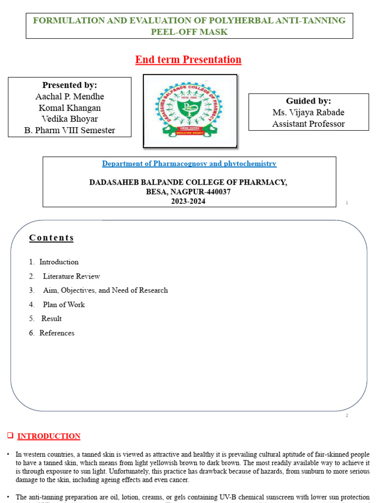 Anti Tanning PPT 2024 | PDF | Ultraviolet | Sunscreen