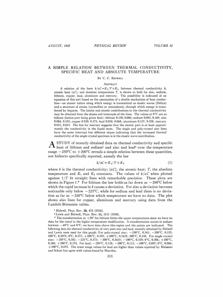A Simple Relation Between Thermal Conductivity, Specific Heat and ...