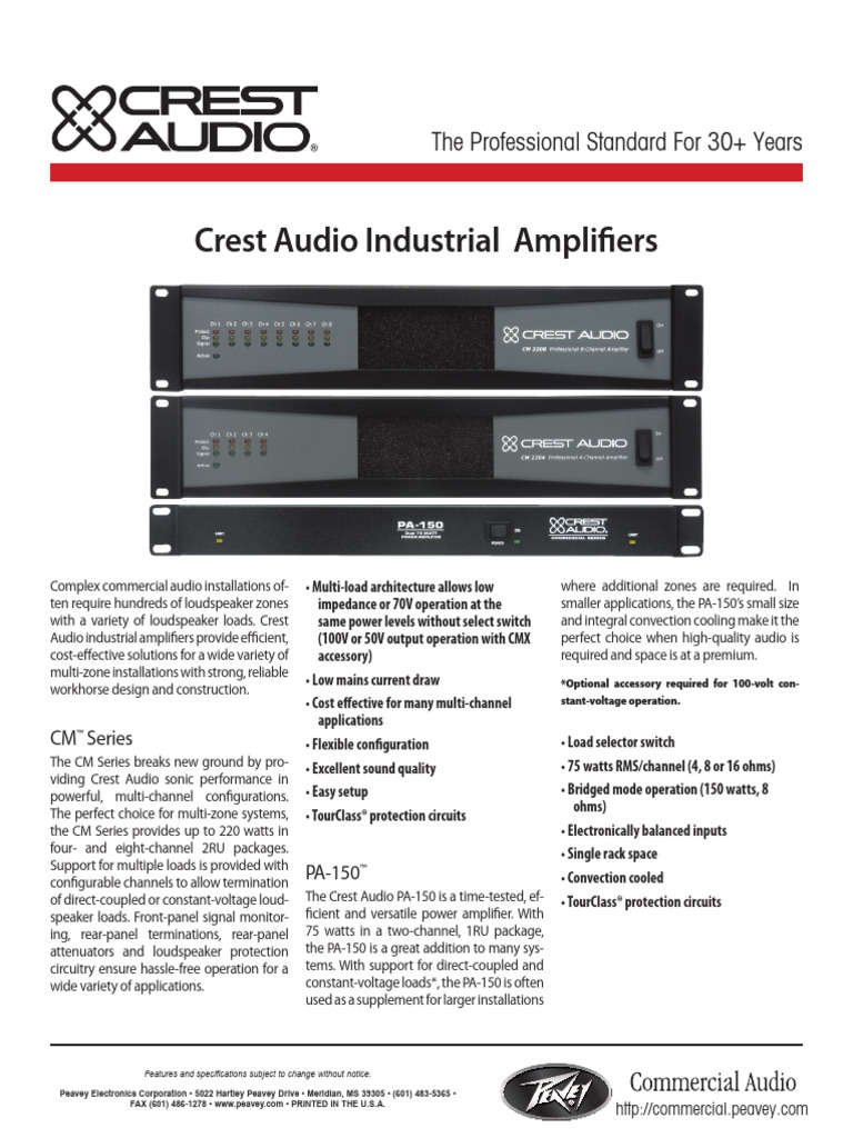 Crest Audio CM Series | PDF | Amplifier | Loudspeaker