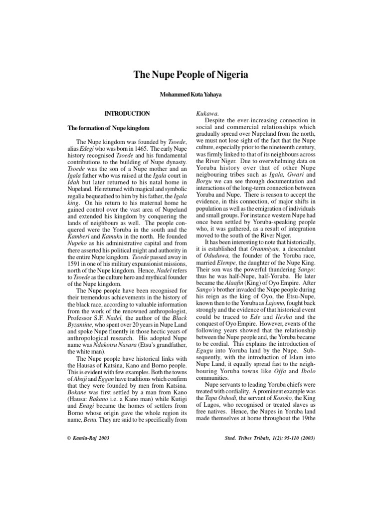 Nupe History and Culture | PDF | Social Science | Travel