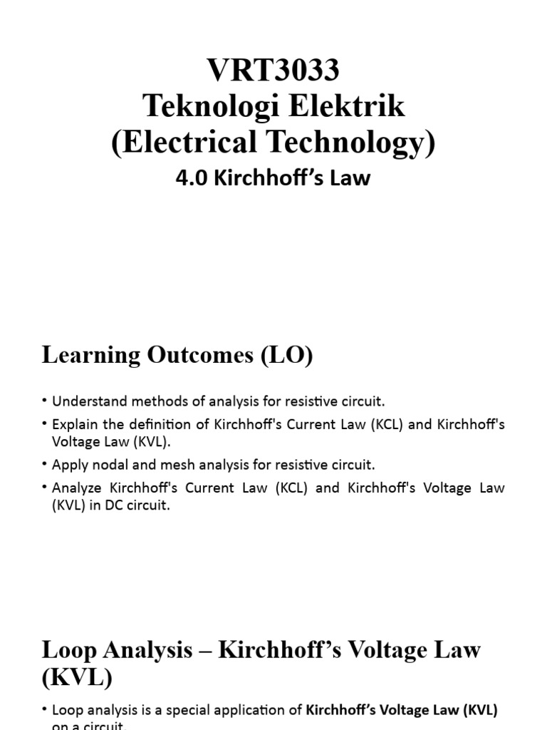 W7 Kirchhoff's Law | PDF | Electrical Network | Computer Engineering