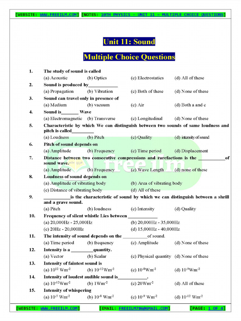 10th Phy CH 11 MCQ's | PDF