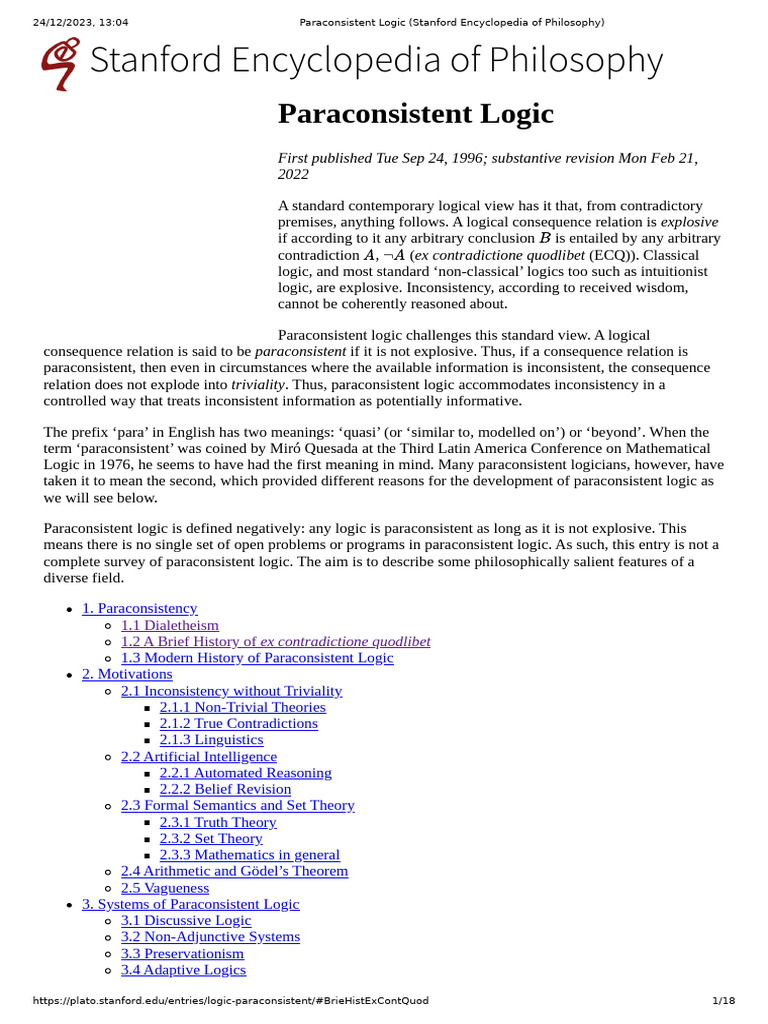 Paraconsistent Logic Overview | PDF | Logic | Theorem