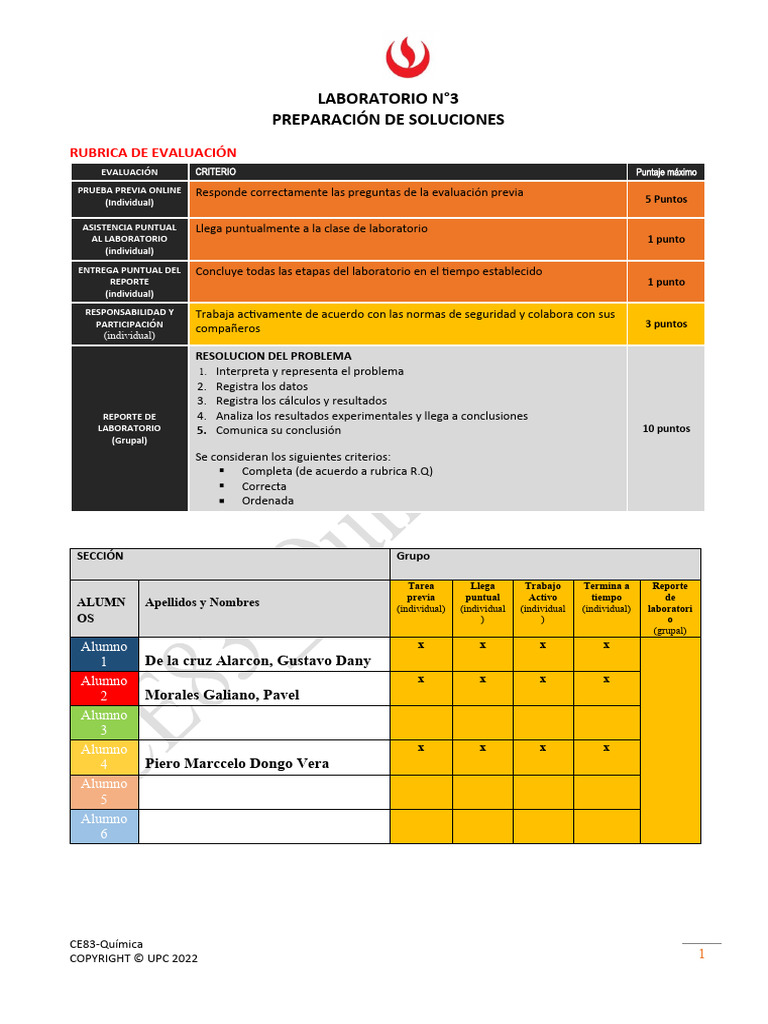 CE83 Lab03 Soluciones Reporte | PDF | Concentración | Laboratorios