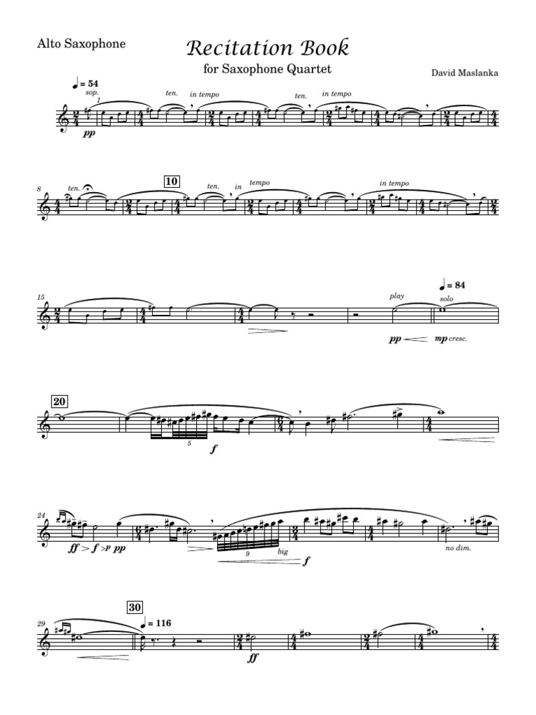 Recitation Book-Alto Saxophone | PDF | Musicology | Musical Compositions