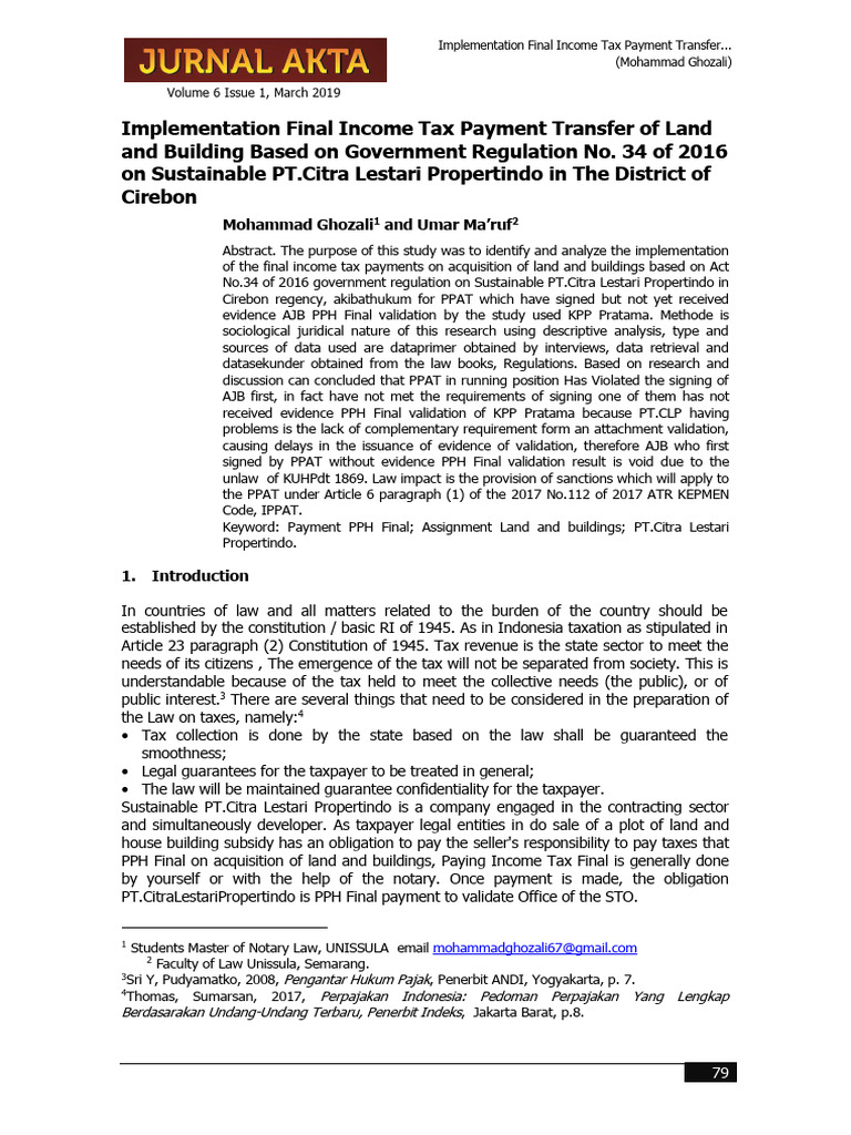 Implementation Final Income Tax Payment Transfer of Land | PDF | Taxes ...