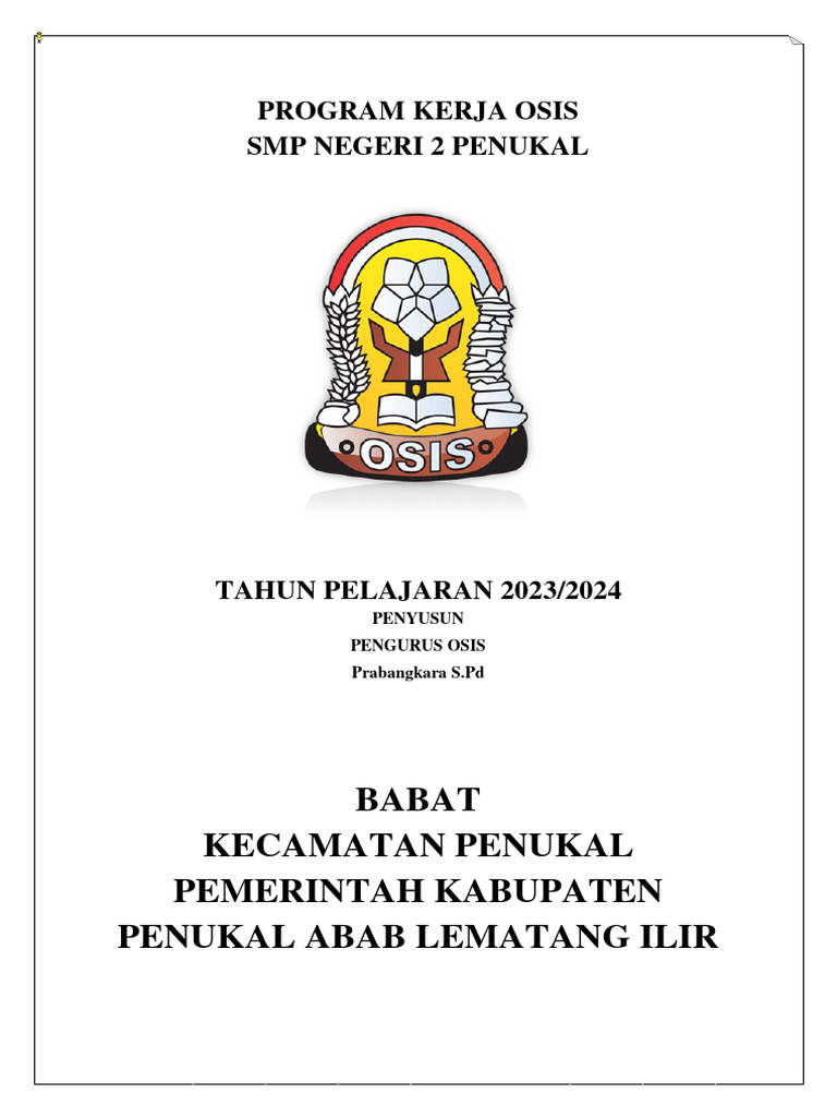 Program Kerja Osis | PDF | Karier & Perkembangan