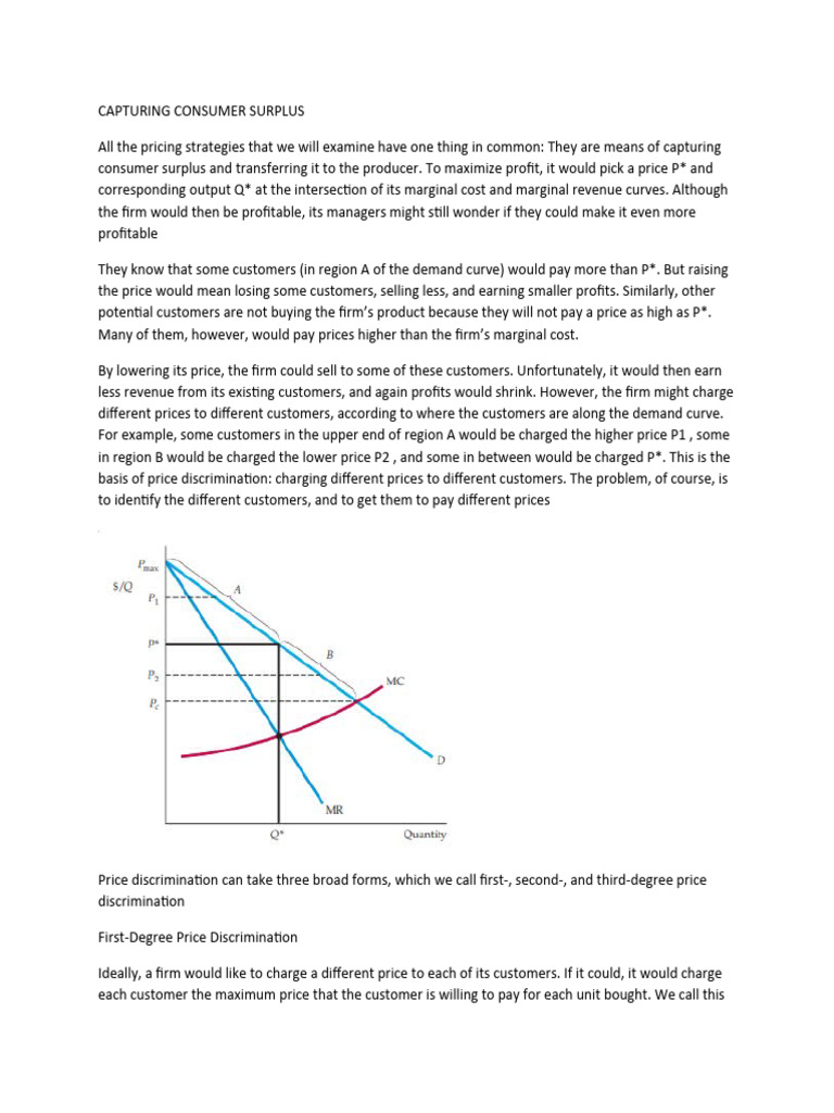 CAPTURING CONSUMER SURPLUS | PDF | Price Discrimination | Profit ...