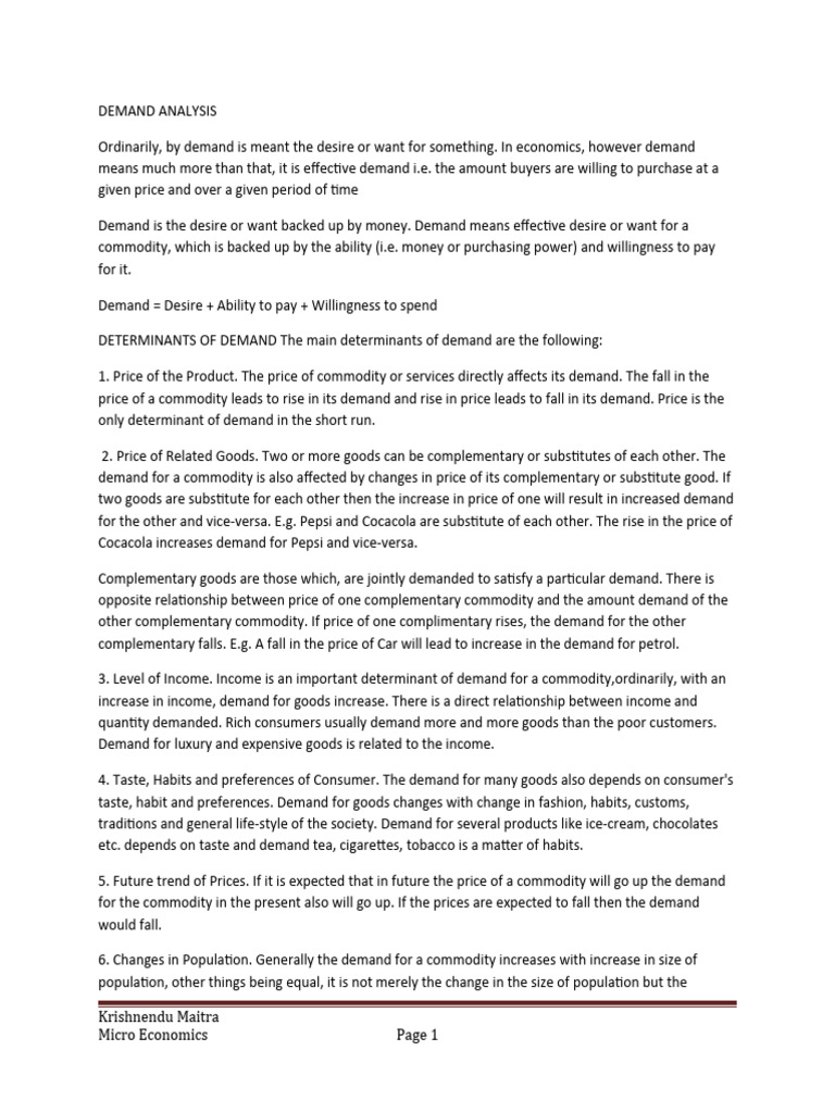 DEMAND ANALYSIS 1 | PDF | Demand | Goods