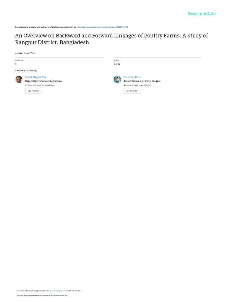 Poultry Farming Linkages in Rangpur | PDF | Poultry Farming | Poultry