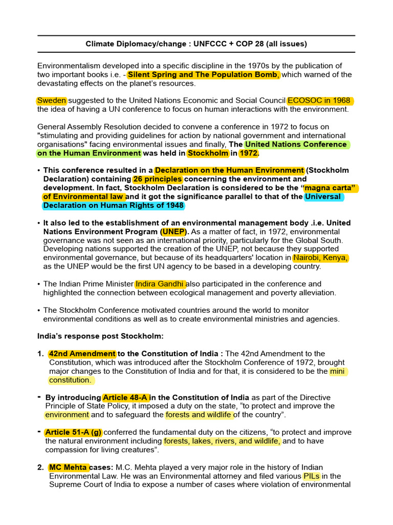 Climate Diplomacychange UNFCCC + COP 28 (All Issues) | PDF | Kyoto ...