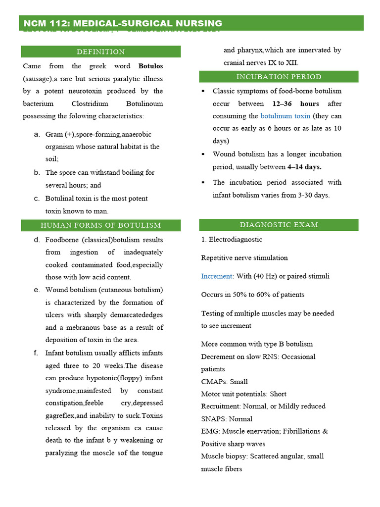 Botulism | PDF | Clinical Medicine | Medical Specialties