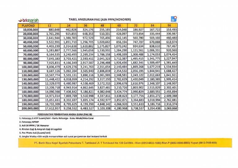 Tabel Angsuran PPPK | PDF