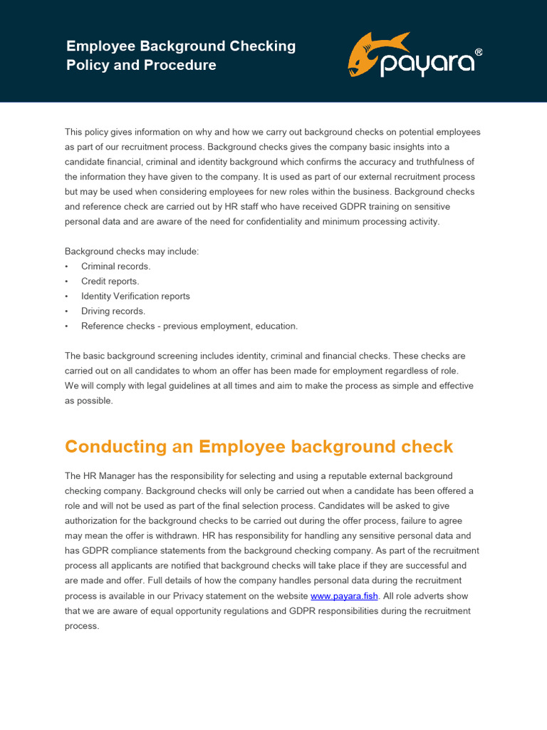 Employee-Background-Checking-Policy-and-Procedure2 | Download Free PDF ...