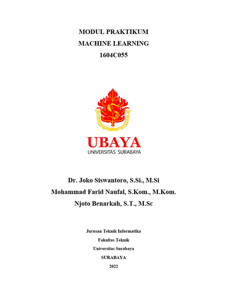 Modul Machine Learning | PDF | Metode & Bahan Ajar