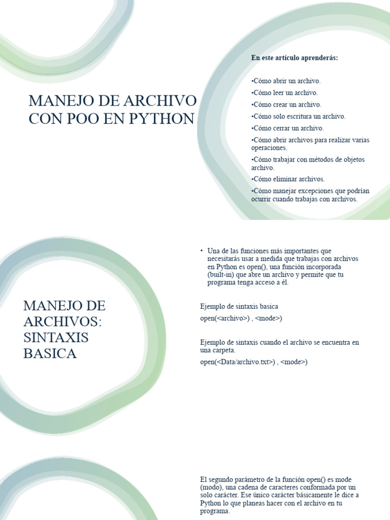 Manejo de Archivos en Python POO | PDF | Archivo de computadora | Objeto (informática)