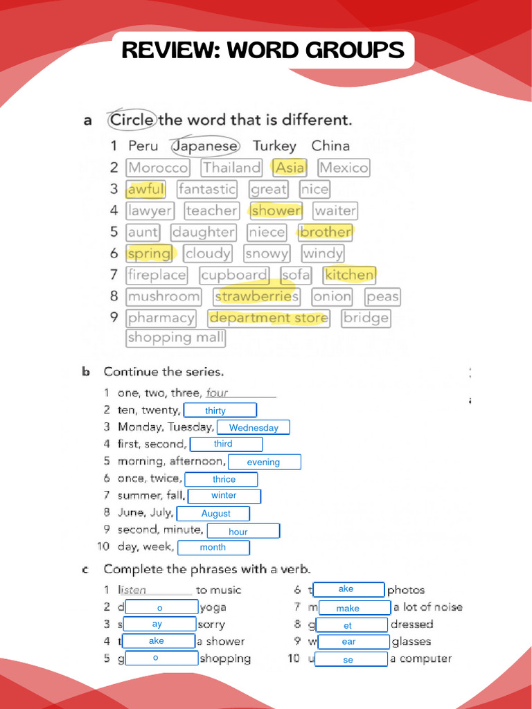 Review Wordgroups | PDF
