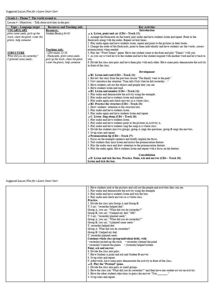 ISS Grade 4 - T7L4 - Lesson Plan | PDF | Cognitive Science | Cognition