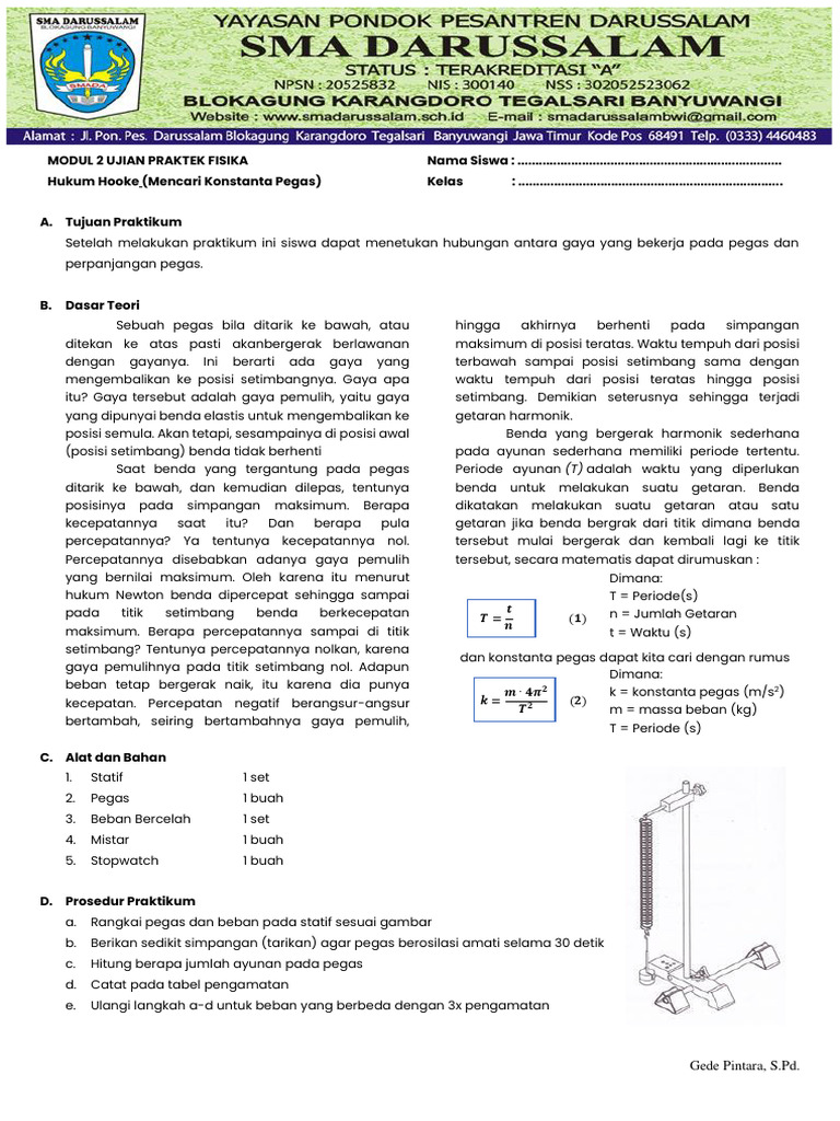 Praktikum Hukum Hooke: Konstanta Pegas | PDF