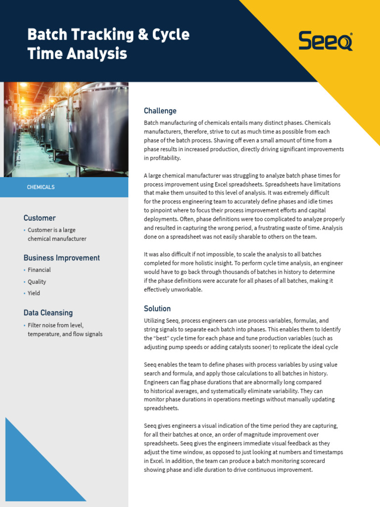 Batch Cycle Time Optimization in Chemicals | PDF | Spreadsheet | Phase ...