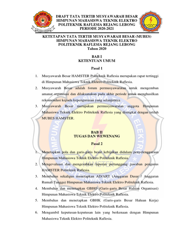 Draft Tata Tertib MUBES 2020-2021-Dikonversi | PDF