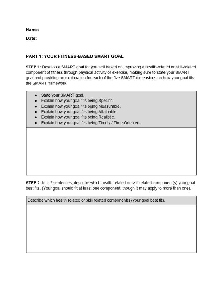Personalized Fitness Plan and SMART Goals | PDF | Strength Training ...