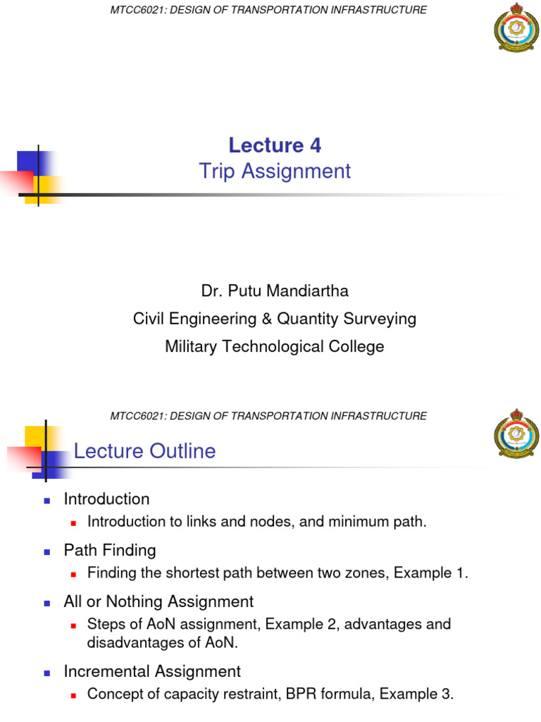 Lecture 4 - Trip Assignment | Download Free PDF | Transport | Applied Mathematics