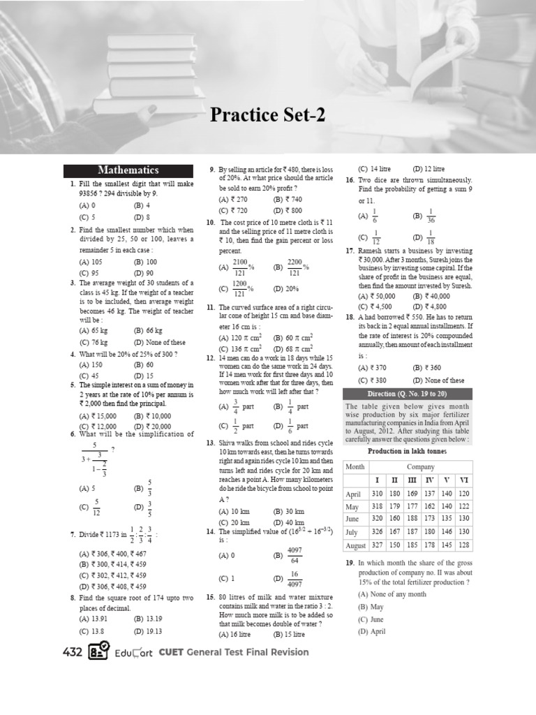 Practice Paper-2 | PDF | Area