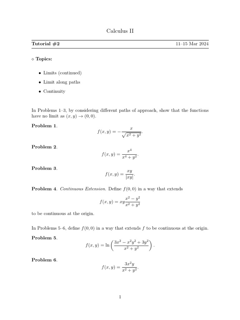 Calculus II - Tutorial #2 | Download Free PDF | Mathematical Analysis | Mathematics