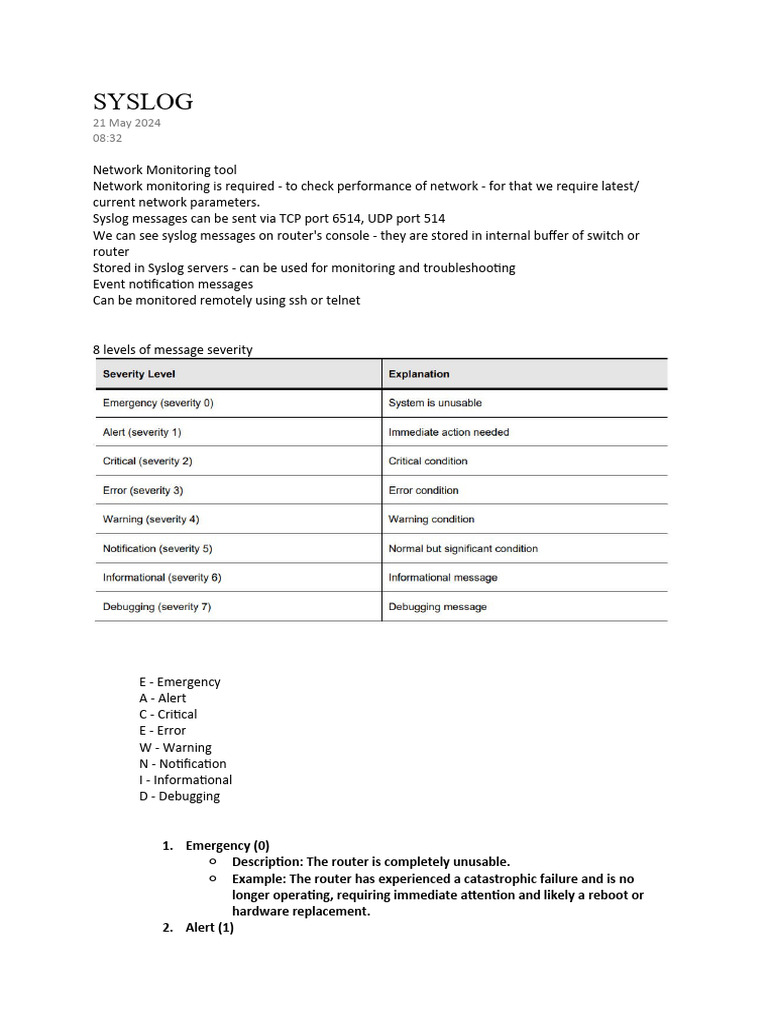 SYSLOG | PDF | Router (Computing) | Computer Network