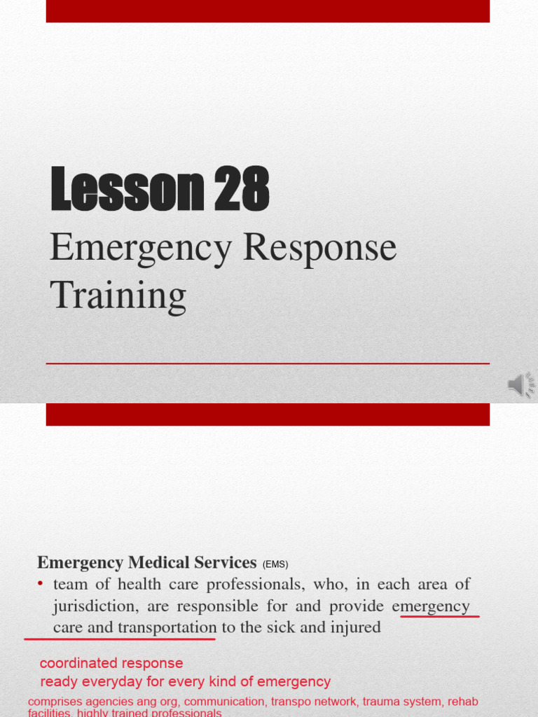 Lesson 28 Emergency Response Training | PDF | Emergency Medical ...