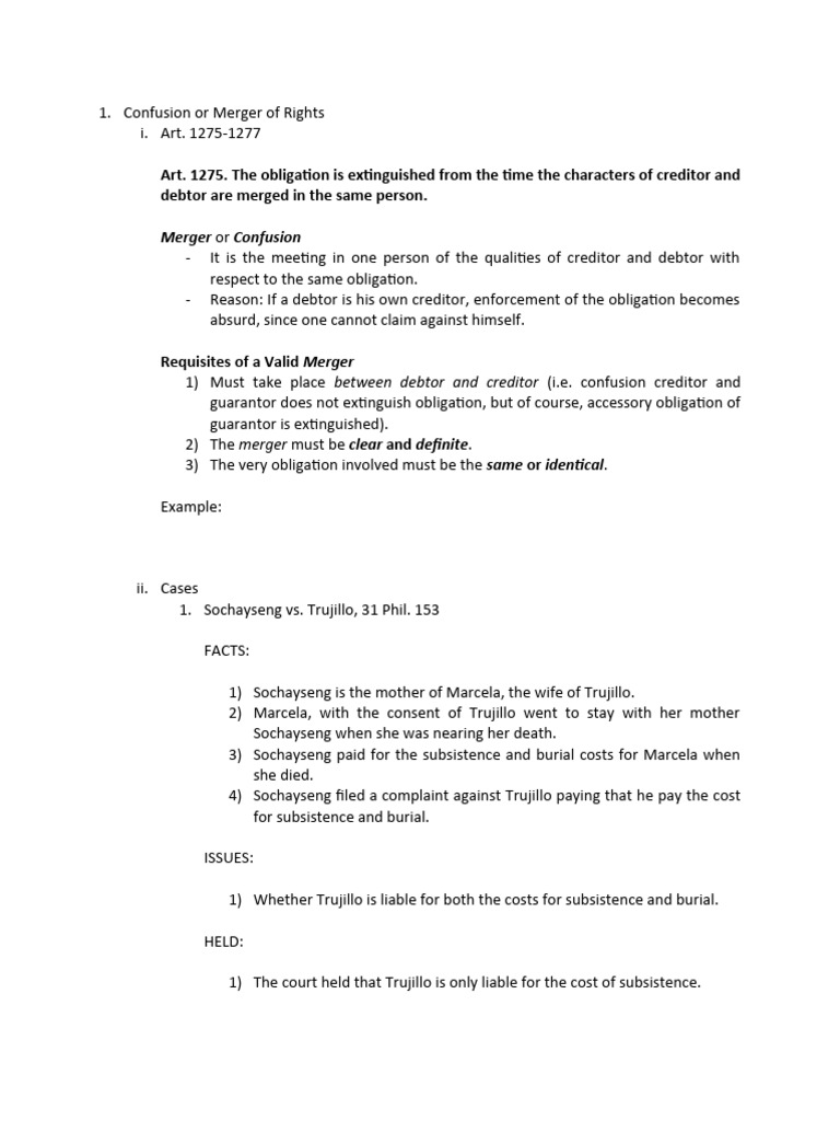 Confusion or Merger of Rights | PDF | Debt | Business Law