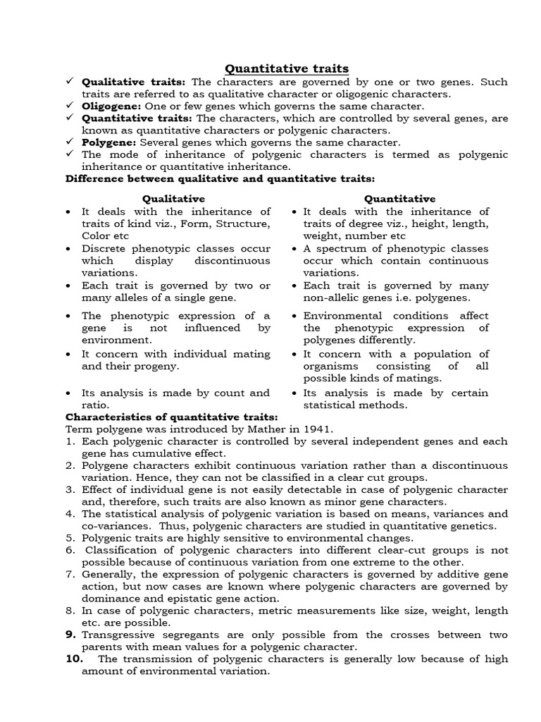 7 Quantitative Trait Pdf Quantitative Trait Locus Phenotypic Trait