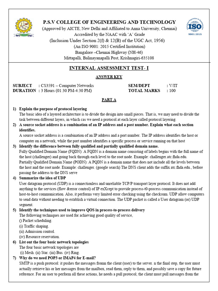 Iat 1 Set a Answer Script | Download Free PDF | Transmission Control Protocol | Domain Name System