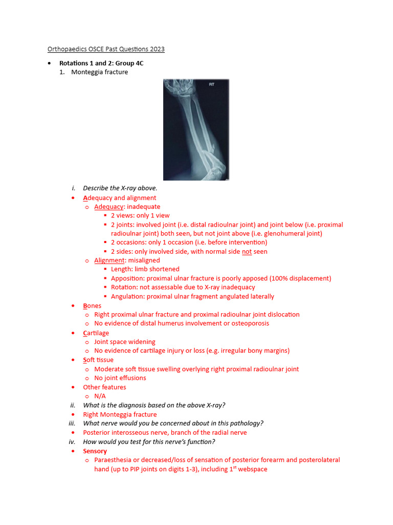 Orthopaedics OSCE Questions 2023 | PDF | Vertebra | Vertebral Column