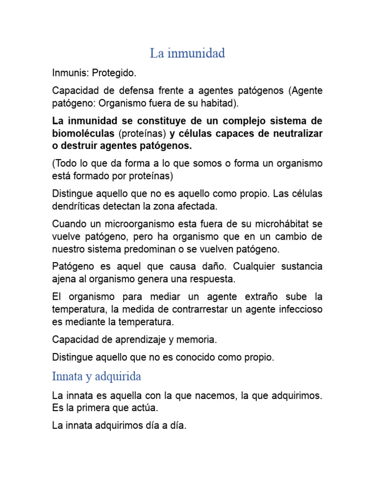 INMUNIDAD | PDF | Sistema inmune | Patógeno