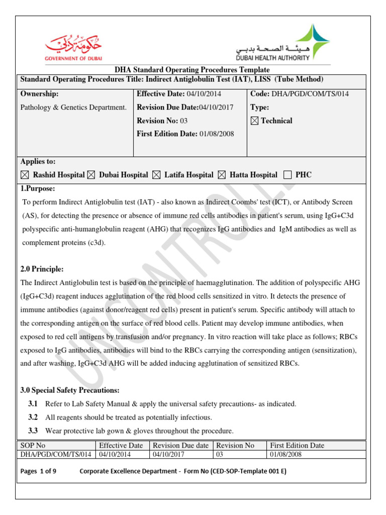 014_indirect Antiglobulin Test (Iat), Liss (Tube) | Download Free PDF ...