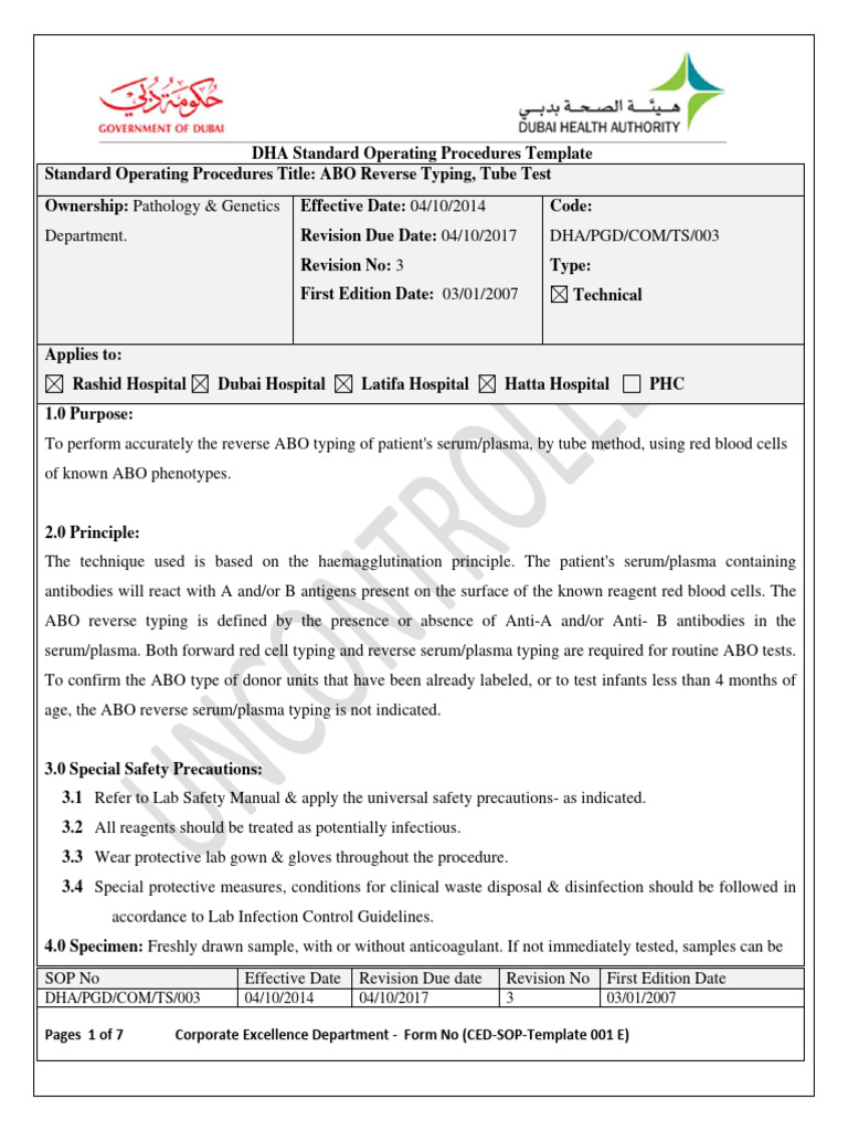 003 - Abo Reverse Typing, Tube Test | PDF | Blood Plasma | Medical ...