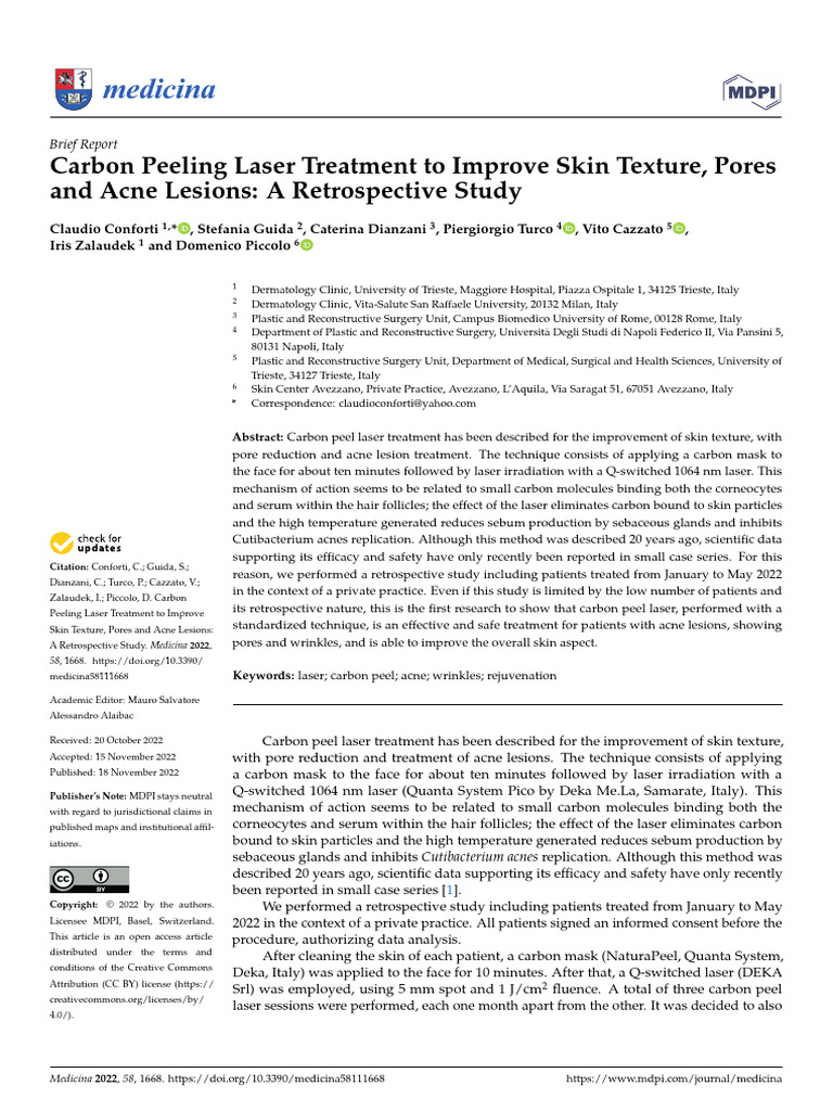 Carbon Peeling Laser Treatment To Improve Skin Tex | PDF | Clinical Medicine | Skin